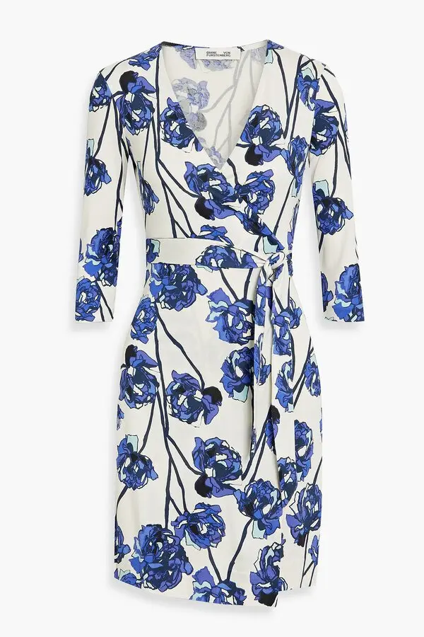 Diane Von Furstenberg Julian Floral-print Mini Wrap Dress - Blue