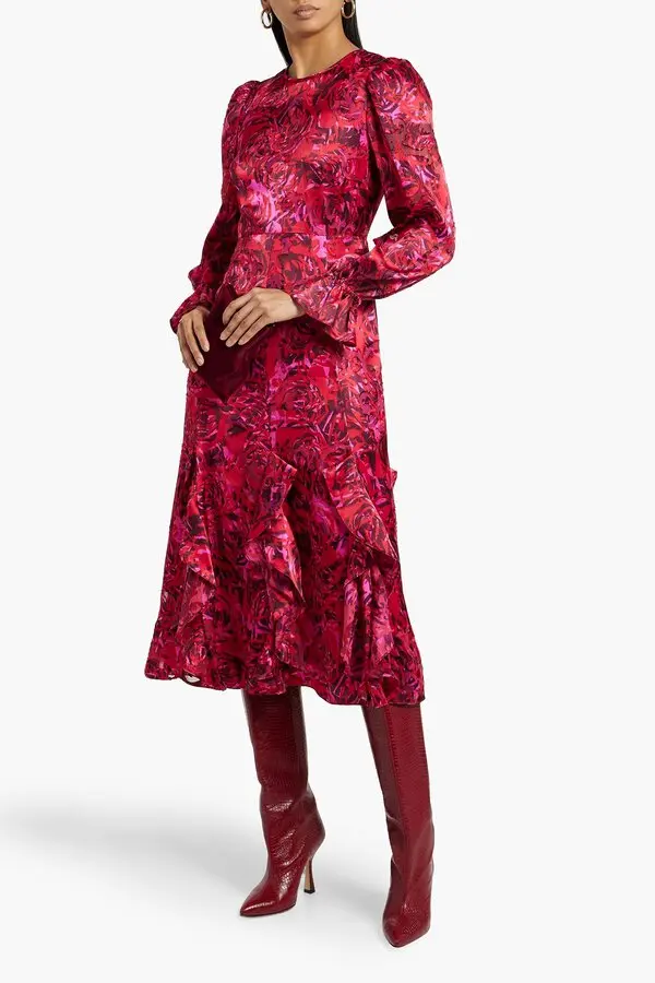 Diane Von Furstenberg Iva Printed Devor-Chiffon Midi Dress In Fuchsia -  70% Off | Editorialist