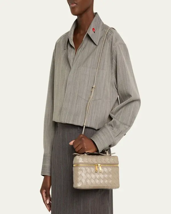 Bottega Veneta Bang Bang Vanity Intrecciato Leather Crossbody Bag - Limestone