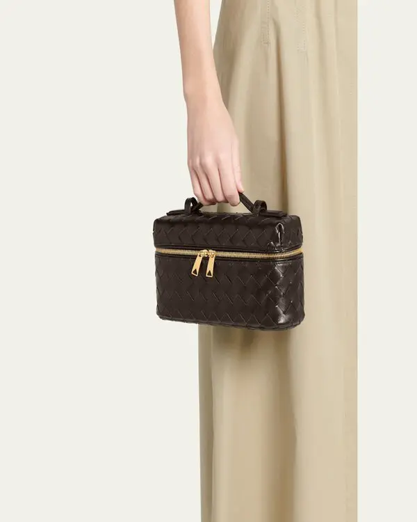 Bottega Veneta Bang Bang Vanity Intrecciato Leather Crossbody Bag - Limestone