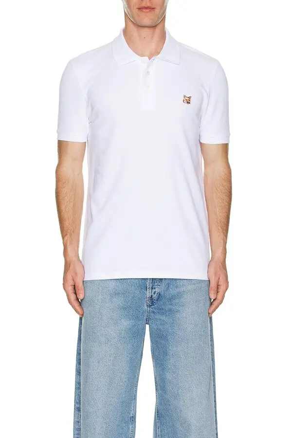 Maison Kitsuné Fox Head Patch Regular Polo - White