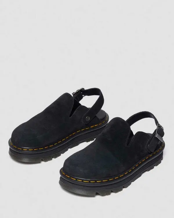 Dr. Martens Zebzag Suede Platform Mules - Black