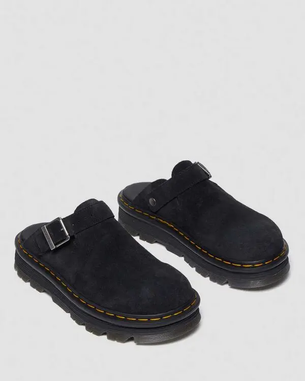 Dr. Martens Zebzag Suede Platform Mules - Black