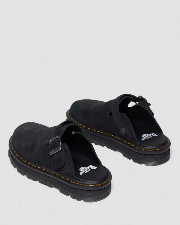 Dr. Martens Zebzag Suede Platform Mules - Black