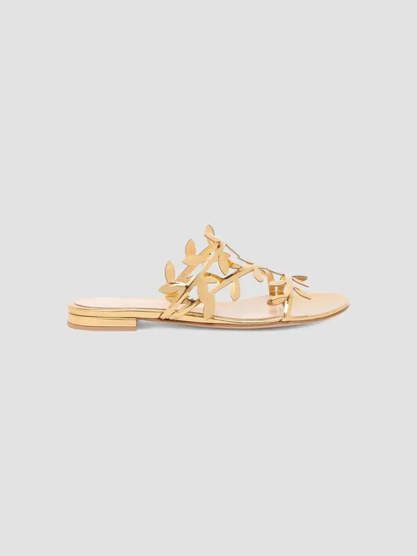 GIANVITO ROSSI Flavia Metallic Leather Flat Sandals - Mekong