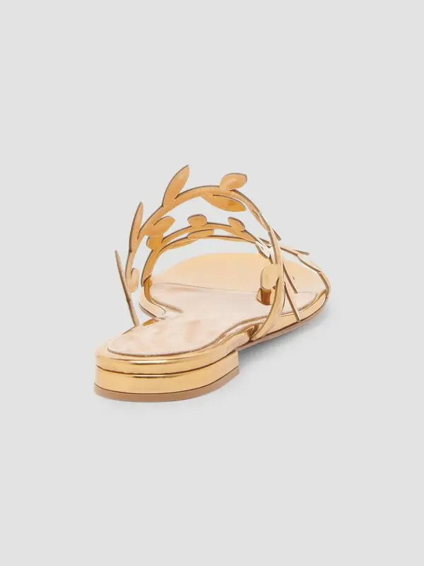 GIANVITO ROSSI Flavia Metallic Leather Flat Sandals - Mekong