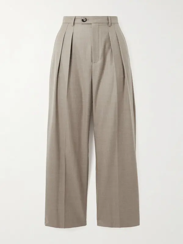 Loro Piana Pleated Wide-leg Wool Pants - Gray