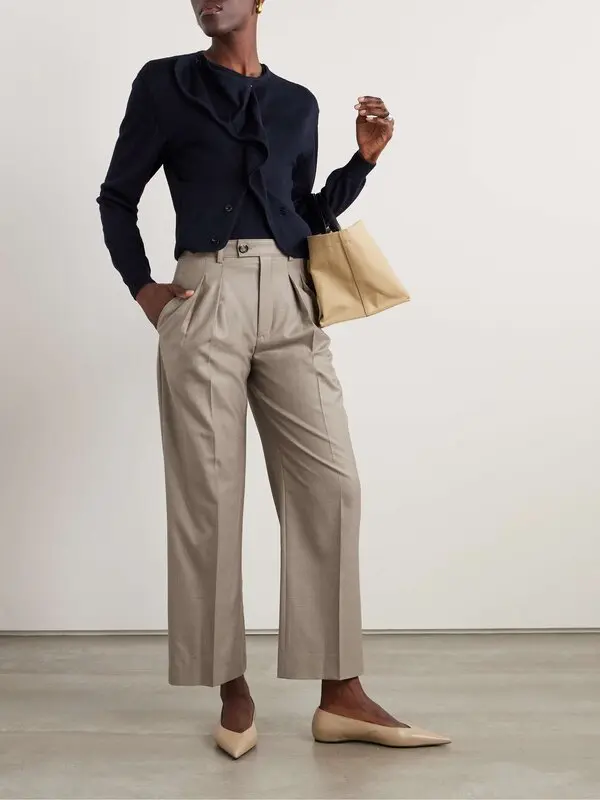 Loro Piana Pleated Wide-leg Wool Pants - Stone