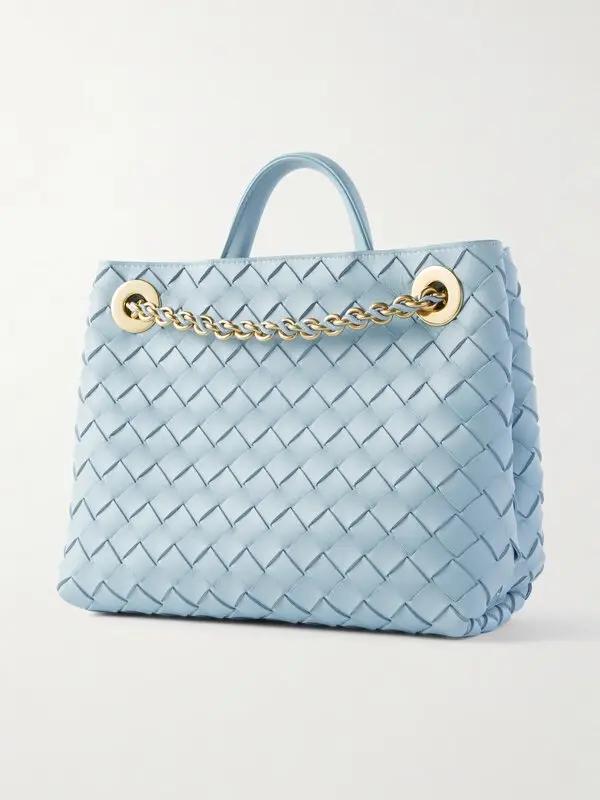 Bottega Veneta Andiamo Small Intrecciato Leather Shoulder Bag With Chain