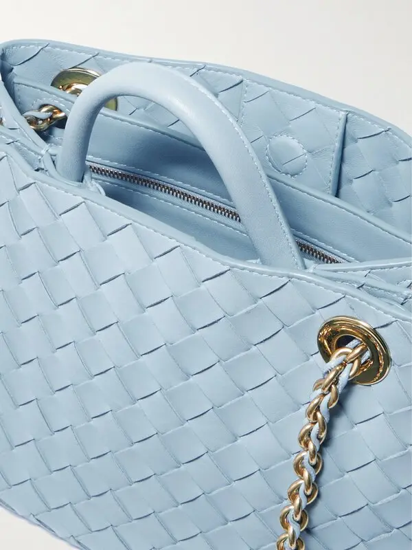 Bottega Veneta Andiamo Small Intrecciato Leather Shoulder Bag With Chain