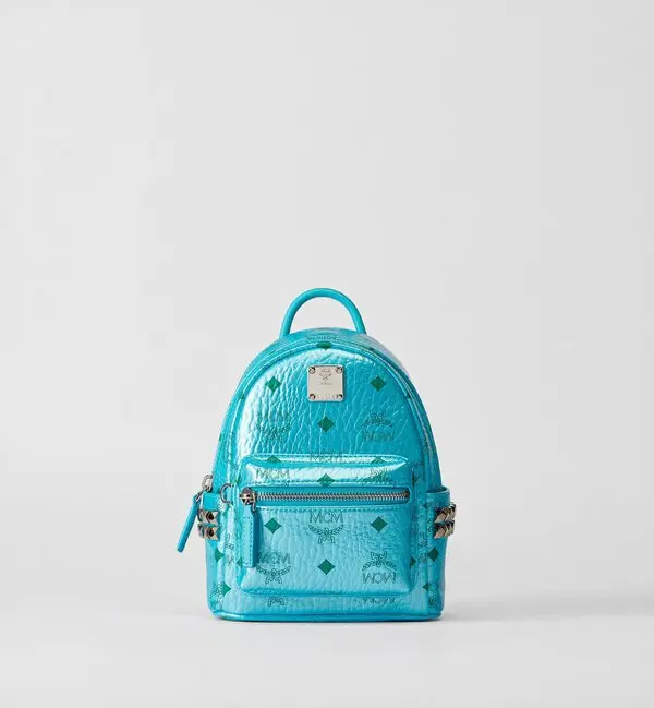 Mcm Stark Bebe Boo Side Studs Backpack - Blue Ceramic