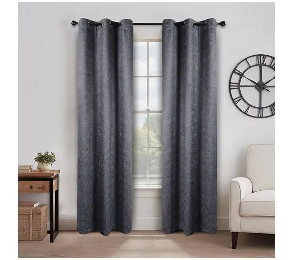 SUPERIOR Textured Blackout Curtain Set Of 2 Pan Els, 42x63 - One-color