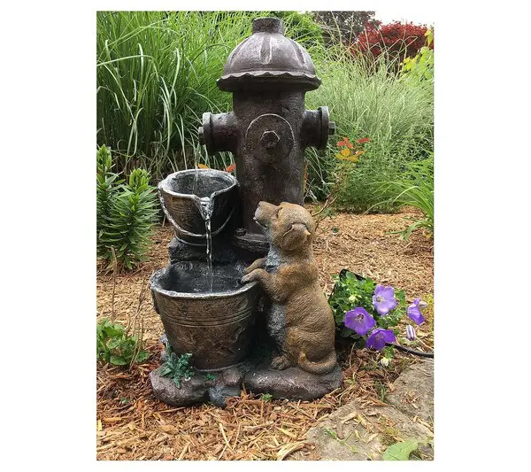 SANTA'S WORKSHOP 23.2' Lighted Fire Hydrant And Pup Fountain