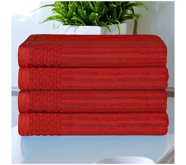 SUPERIOR Ribbed Textured Cotton 4-piece Bath To Wel Set - One-color