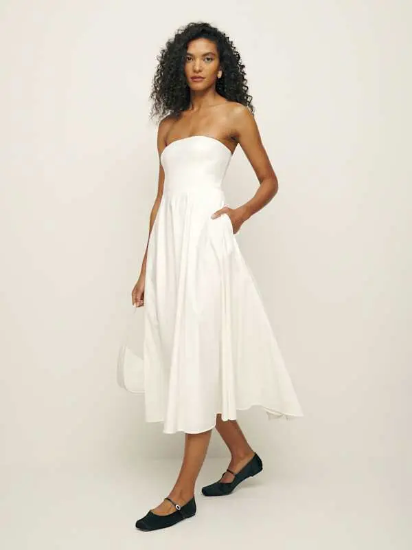 REFORMATION Astoria Strapless Midi Dress
