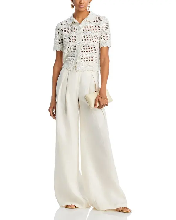 Aqua Crochet Knit Shirt - Cream