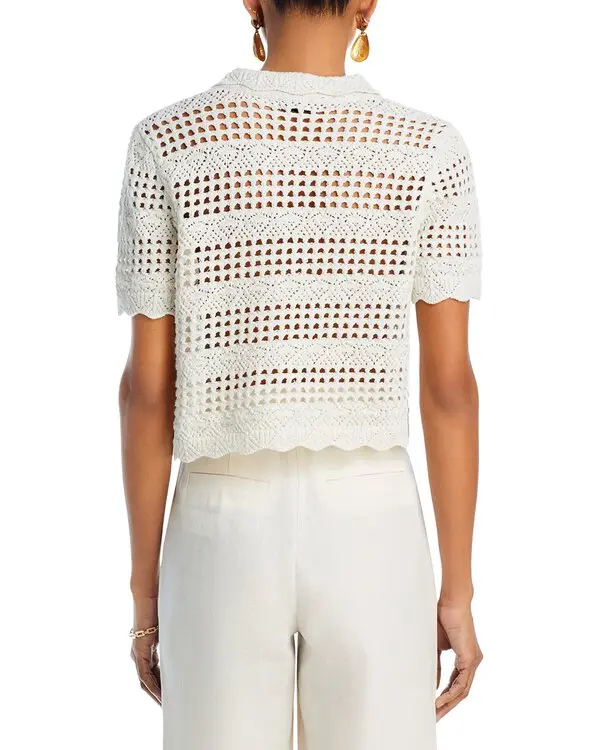 Aqua Crochet Knit Shirt - Cream