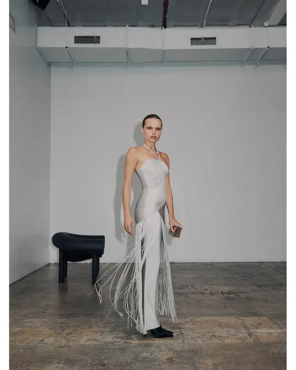 herve leger silver fringe dress Herv Lger in Paris