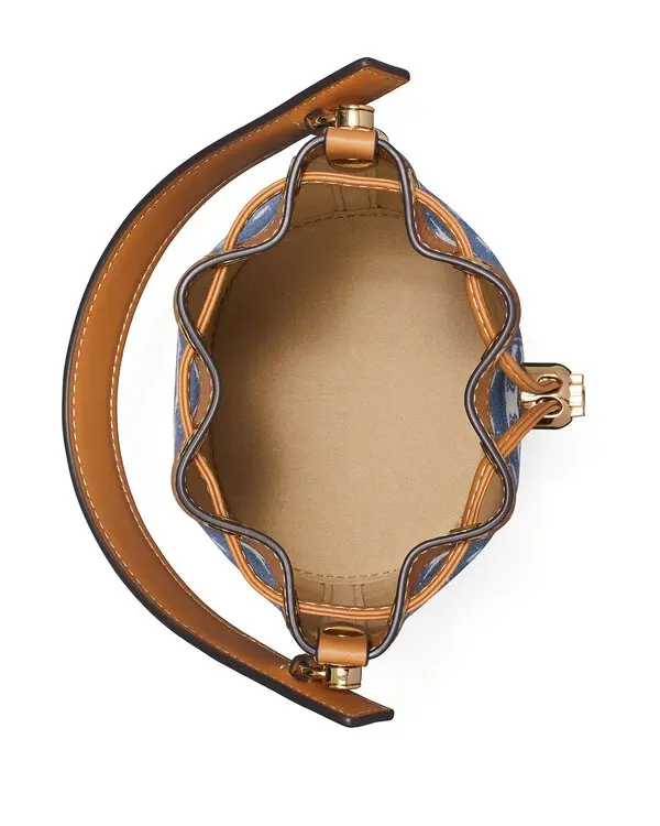 Tory Burch T Monogram Mini Denim Bucket Bag - Multi/gold