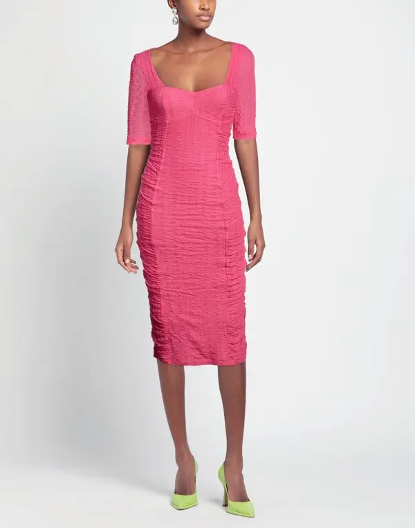 Ganni Midi Dress In Recycled Polyamide Blend - Pink - 70% Off | Editorialist