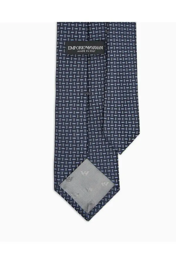 Emporio Armani Pure Silk Jacquard Micro-pattern Standard Tie - Navy