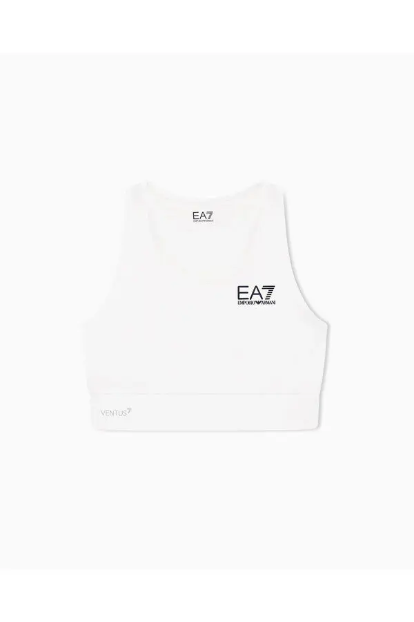 EA7 Tennis Pro Sports Bra In Ventus7 Technical Fabric - White