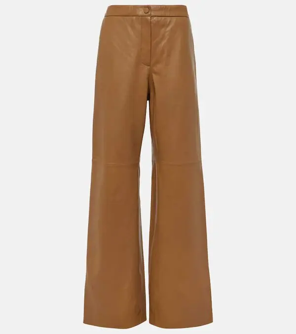 YVES SALOMON High-rise Leather Wide-leg Pants