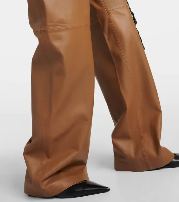 YVES SALOMON High-rise Leather Wide-leg Pants