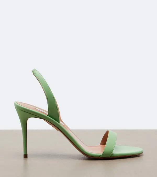 AQUAZZURA So Nude Leather Slingback Sandals - Green