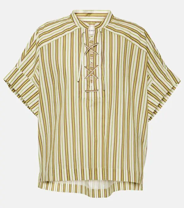 YVES SALOMON Striped Cotton Top - Yellow
