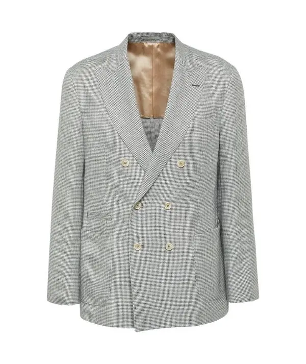 Brunello Cucinelli Houndstooth Linen Blazer