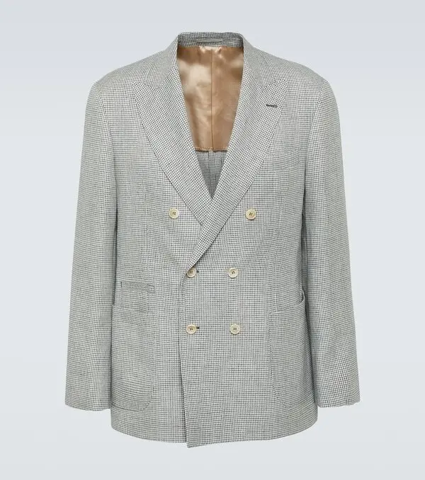 Brunello Cucinelli Houndstooth Linen Blazer