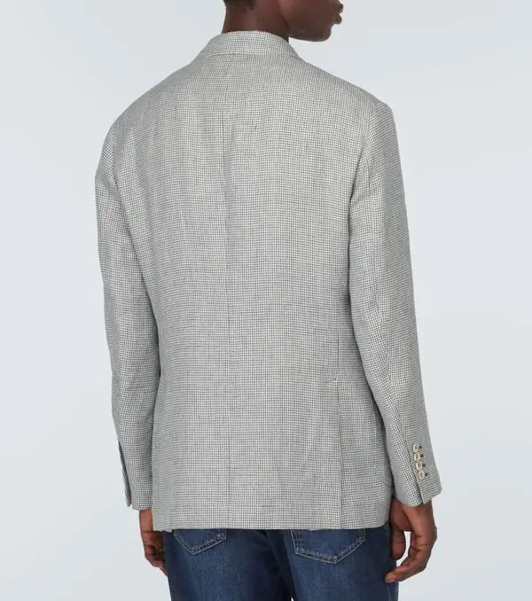 Brunello Cucinelli Houndstooth Linen Blazer