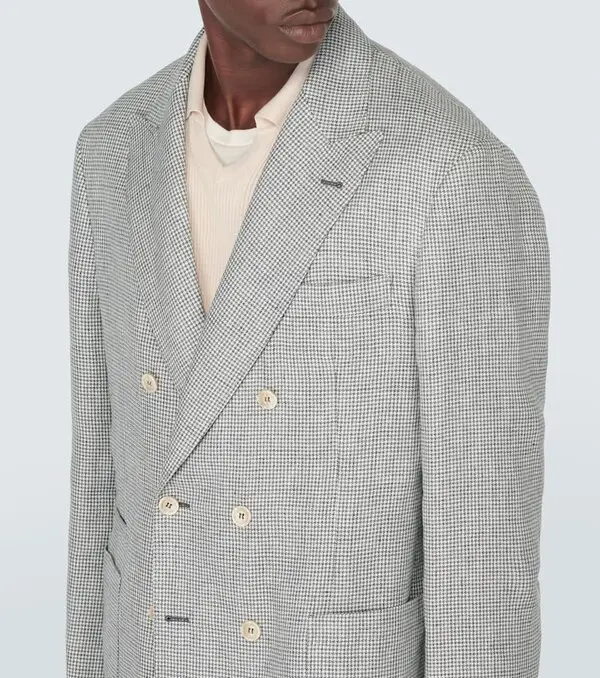 Brunello Cucinelli Houndstooth Linen Blazer