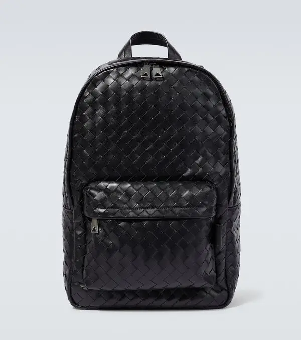 Bottega Veneta Intrecciato Leather Backpack - Black