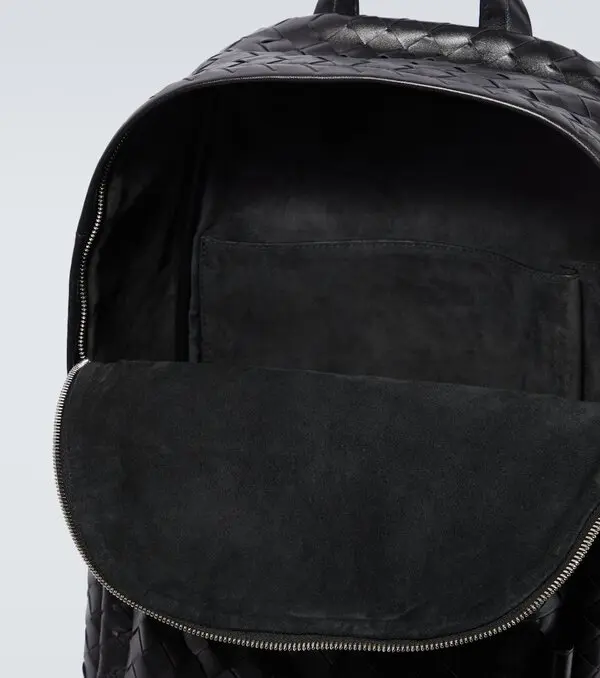 Bottega Veneta Intrecciato Leather Backpack - Black
