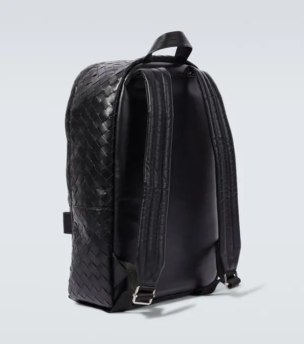 Bottega Veneta Intrecciato Leather Backpack - Black