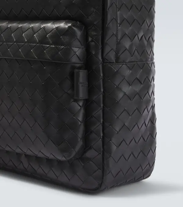Bottega Veneta Intrecciato Leather Backpack - Black