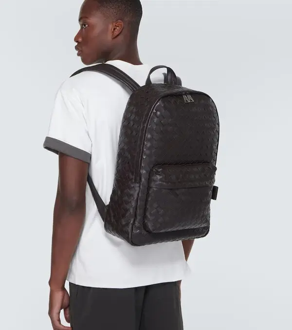 Bottega Veneta Intrecciato Leather Backpack - Brown