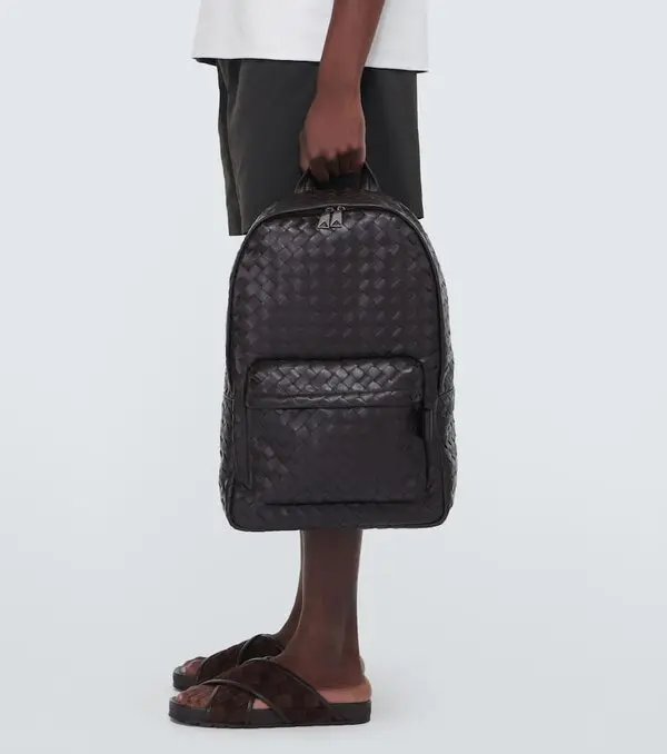 Bottega Veneta Intrecciato Leather Backpack - Brown