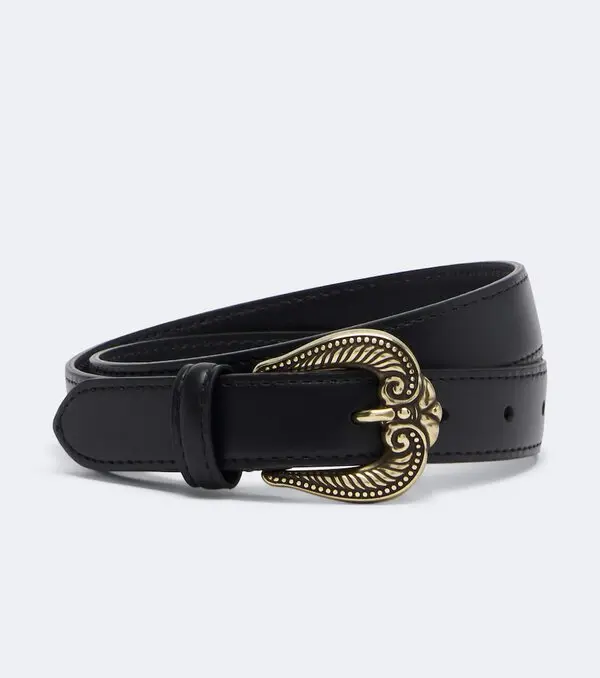 Etro Leather Belt With Gold Tone Buckle - Black