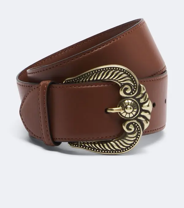 Etro Leather Belt With Gold Tone Buckle - Brown