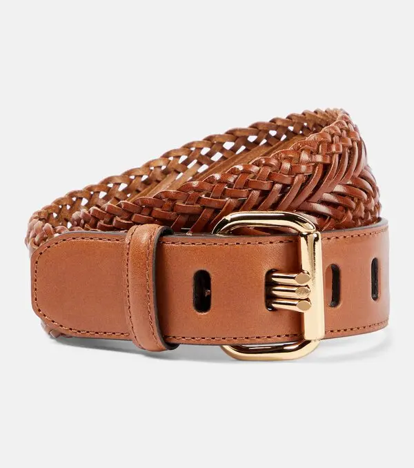 Etro Leather Belt With Gold Tone Buckle - Yellow