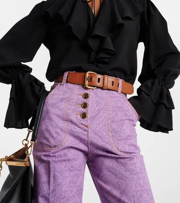 Etro Leather Belt - Yellow