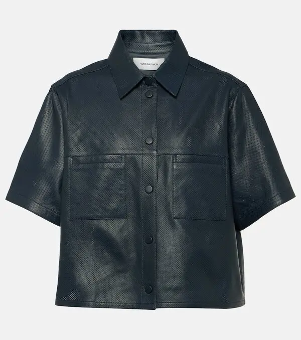 YVES SALOMON Oversized Leather Shirt - Black