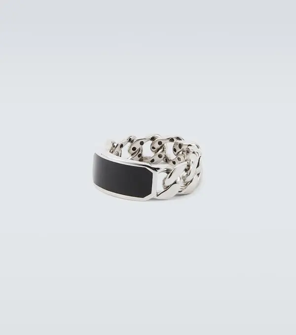 Shay Jewelry Id Link 18kt White Gold Ring With Onyx