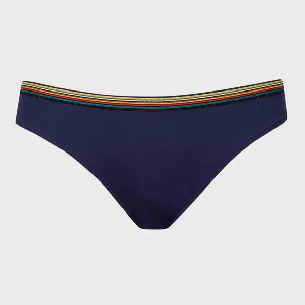 Paul Smith Signature Stripe Trim Bikini Bottom - Blue