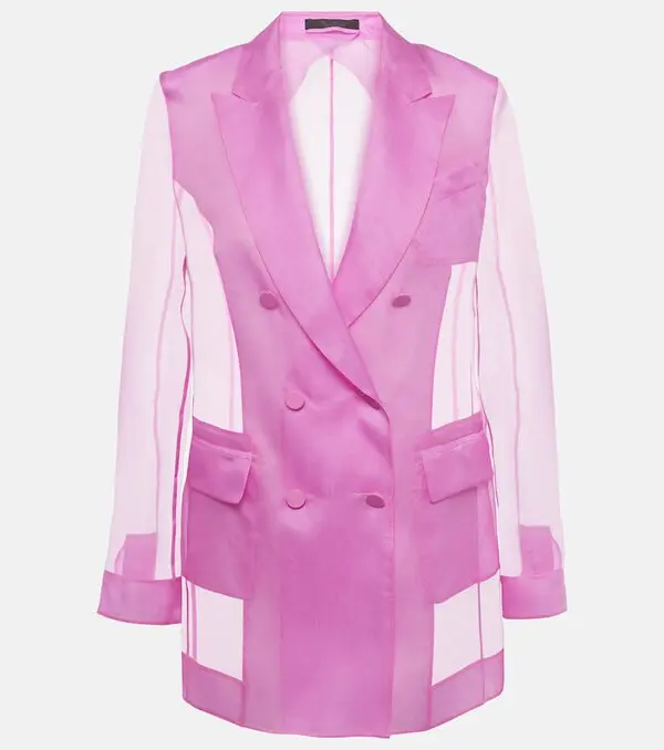 Max Mara Negrar Silk Organza Blazer - Pink