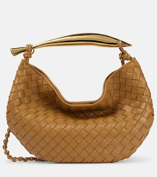 Bottega Veneta Sardine Chain Intrecciato Leather Shoulder Bag - Brown