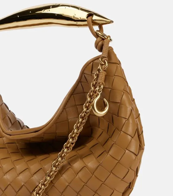 Bottega Veneta Sardine Chain Intrecciato Leather Shoulder Bag - Brown